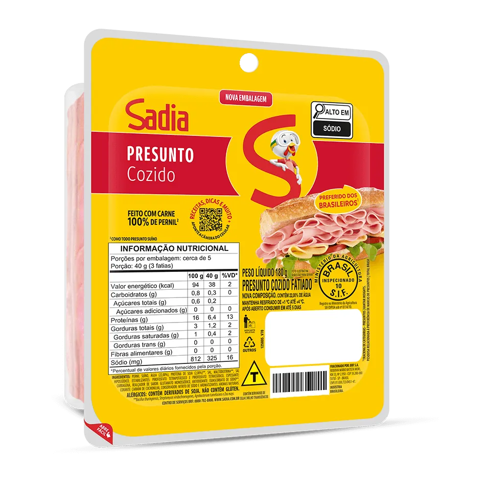 Sadia - Presunto Cozido fatiado 180g